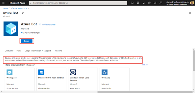 Create Azure Bot Service From Azure Portal